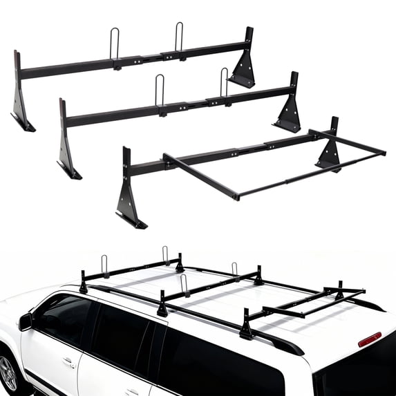 Ladder Roof Racks with Rear Roller, 3 Bars,800 lbs Capacity Heavy-Duty ...