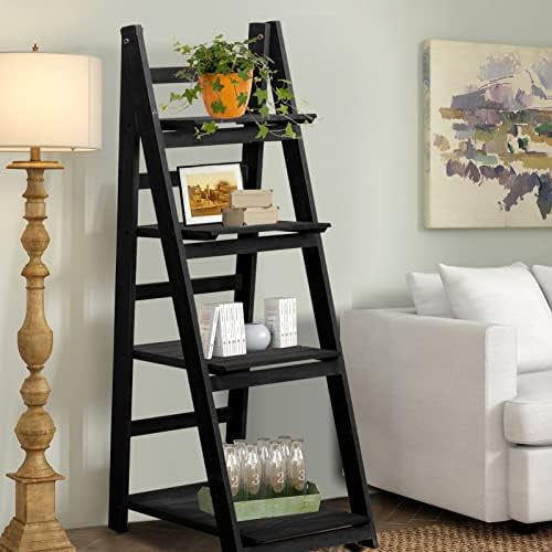 Ladder Shelf, 4-Tier Home Office Ladder Shelf, Small Bookshelf, Leaning ...