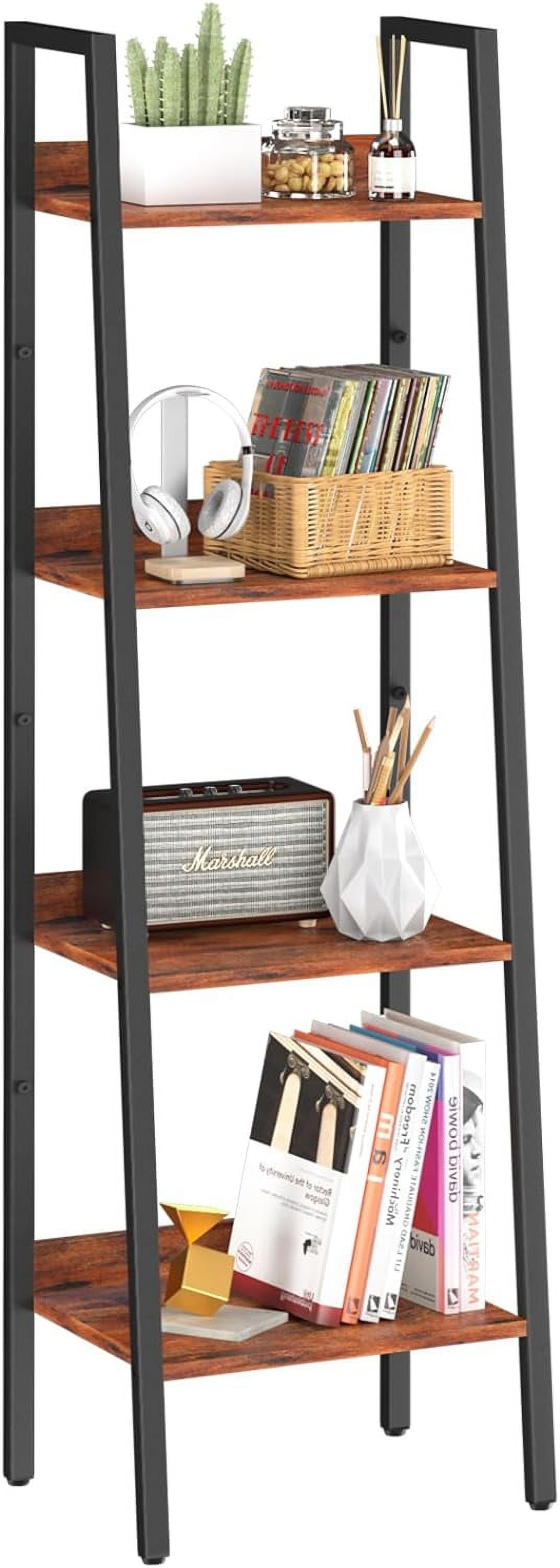 Ladder Shelf, 4 Tier Tall Ladder Bookshelf Corner Shelf, Industrial ...