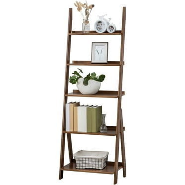 Gymax 2PCS 5-Tier Ladder Shelf Wood Wall Mounted Display Bookshelf ...