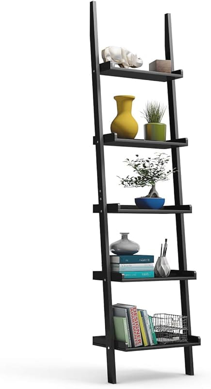 Ladder Shelf, 5-Tier Multifunctional Modern Wood Plant Flower Book ...