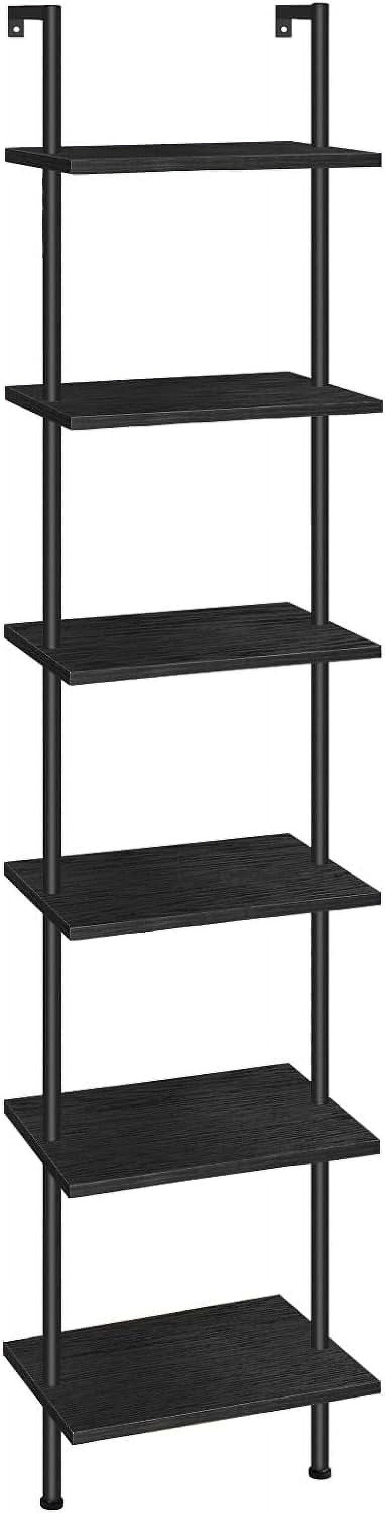 Ladder Shelf, 6-Tier Wooden Wall Mounted Bookshelf, Narrow Bookcase ...