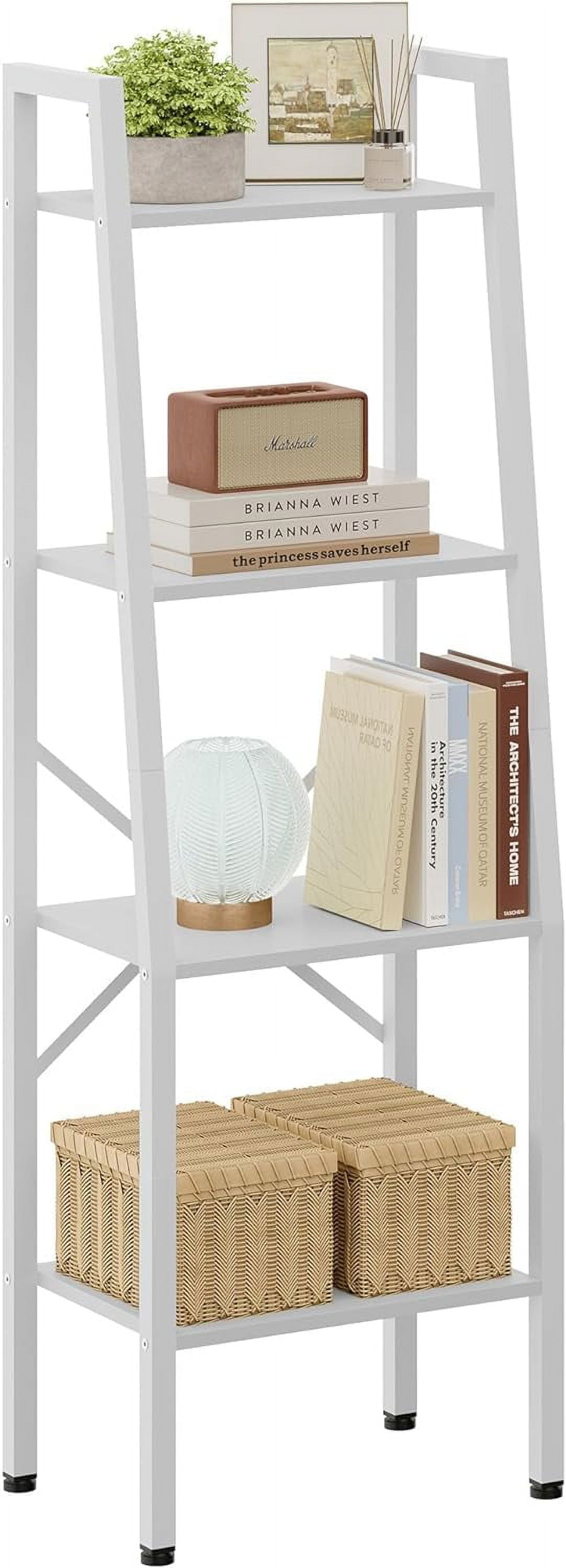 Ladder Shelf Bookcase, 4-Tier Ladder Bookshelf, Tall Bookshelf with ...
