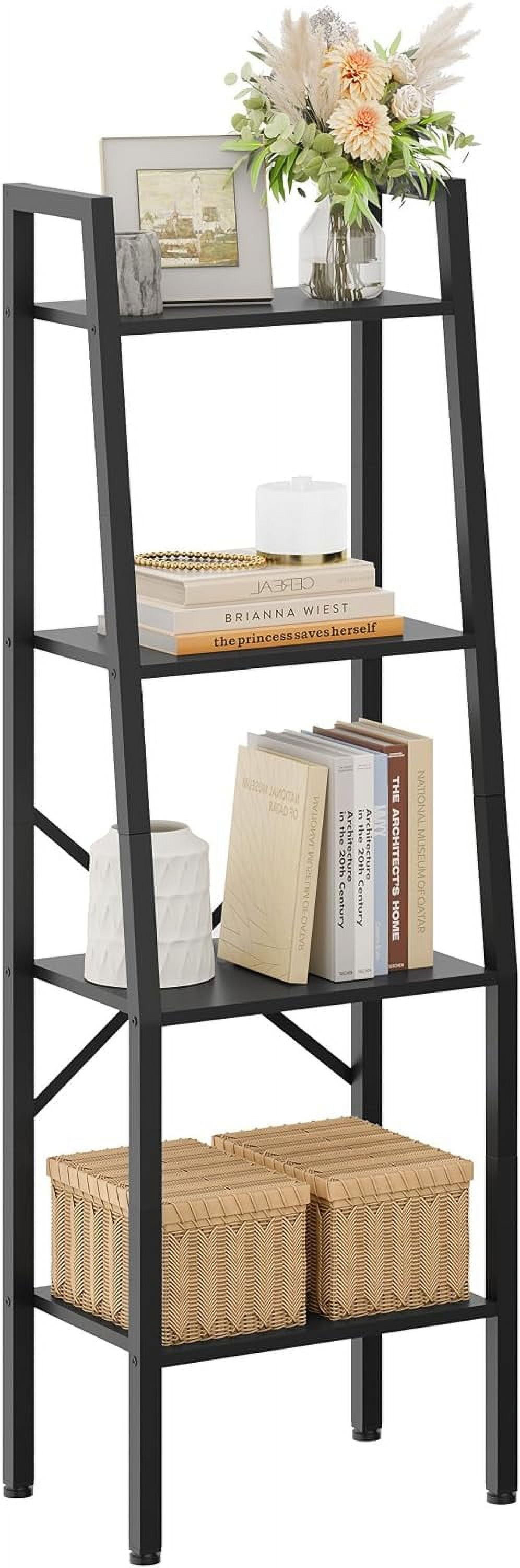 Ladder Shelf Bookcase, 4-Tier Ladder Bookshelf, Tall Bookshelf with ...