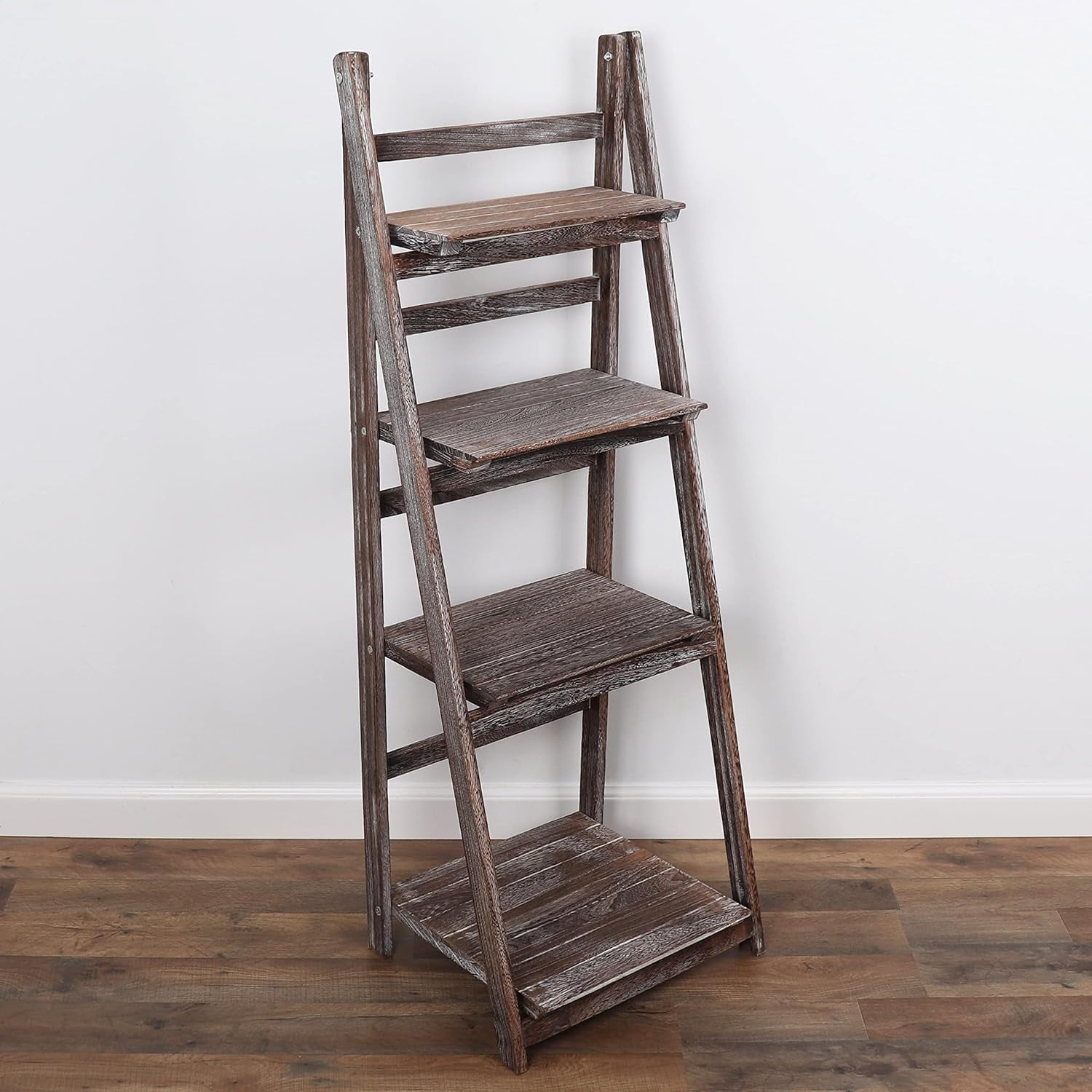 Ladder Shelf - Distressed Bookshelf - Rustic Ladder Bookshelf - Leaning ...