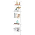 Ladder Shelf, White 5-Tier Wood Wall Mounted Bookcase with Metal Frame ...