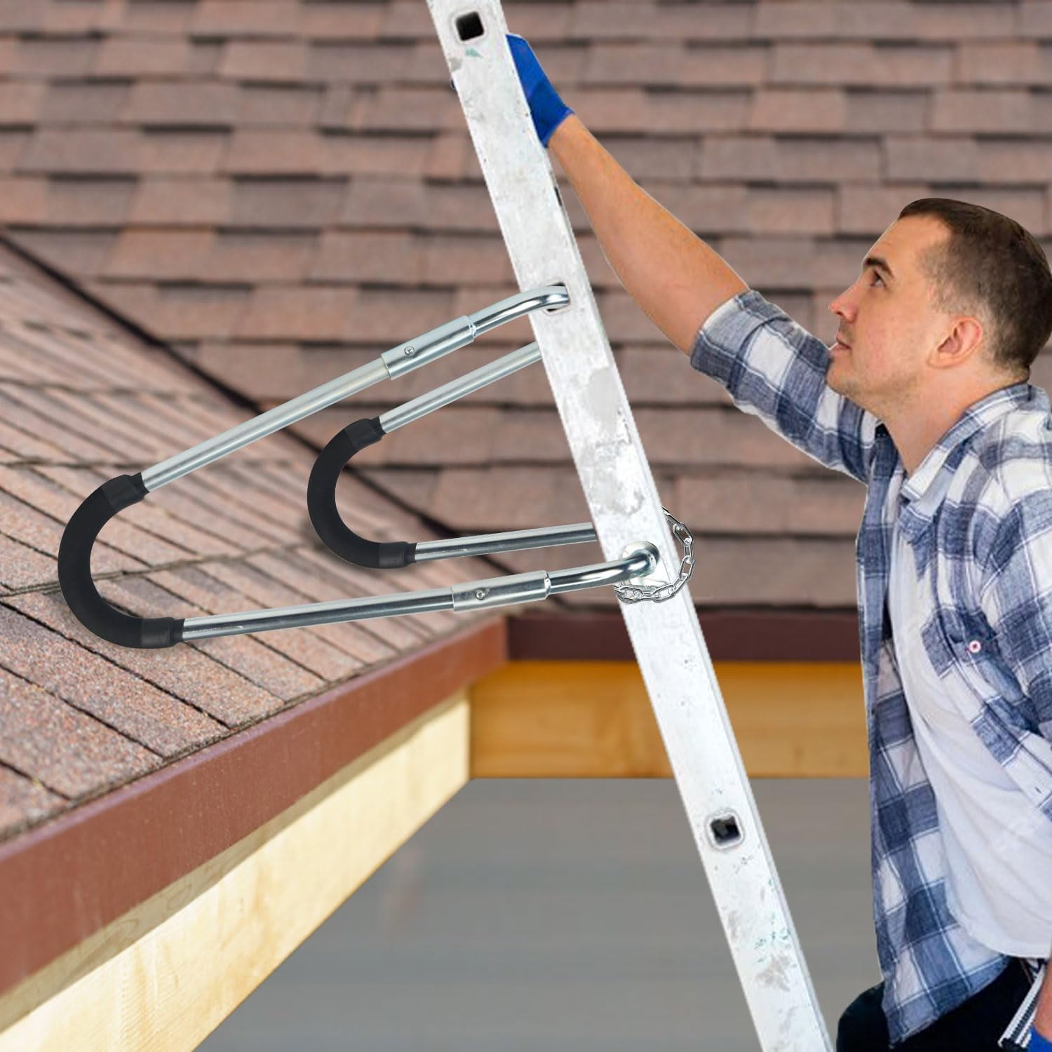 Ladder Stabilizer Standoff Brackets with Foam Elbows Ladder Accessories ...