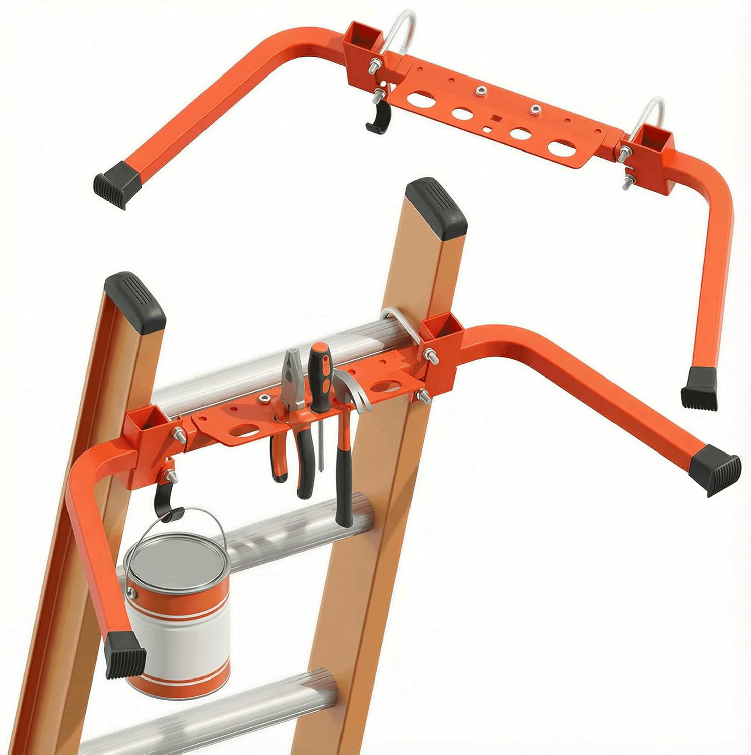 Ladder Stabilizer with Tool Tray & Hook - Heavy Duty Roof Gutter Guard ...