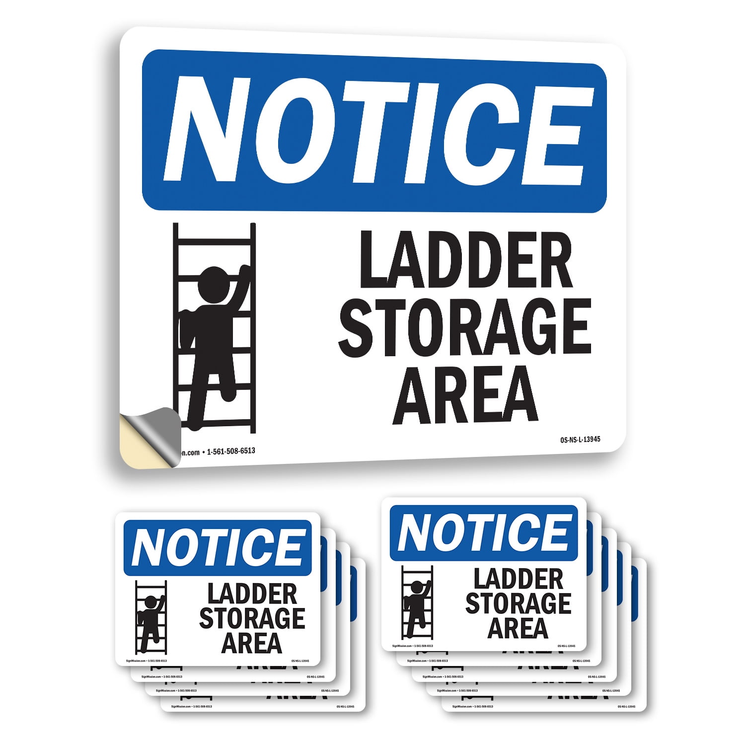 Ladder Storage Area With Symbol OSHA Notice Vinyl Decal Label 24 Inch x ...