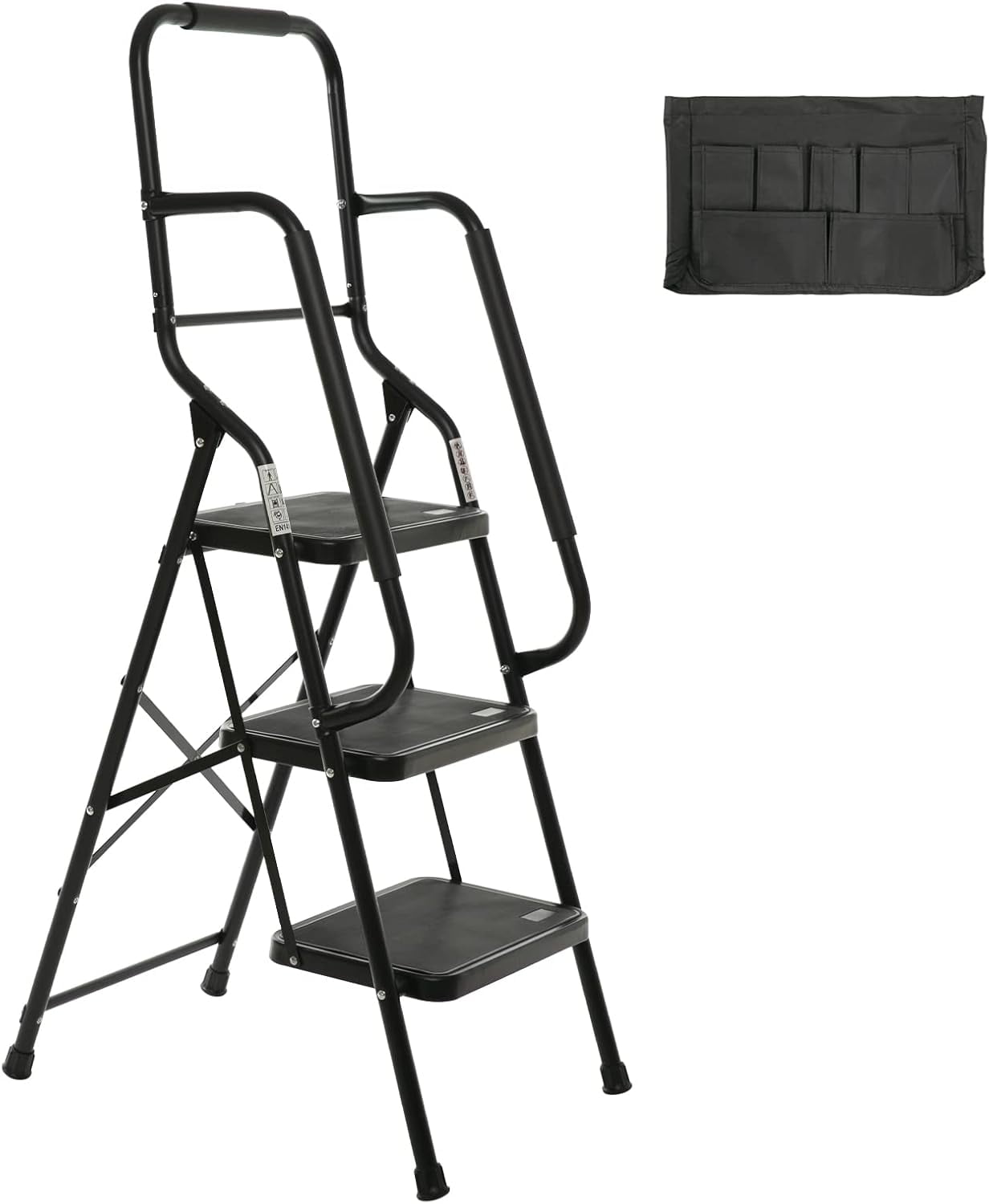 Ladder Tool Ladder Folding Portable Steel Frame MAX 500 lbs Non-Slip ...