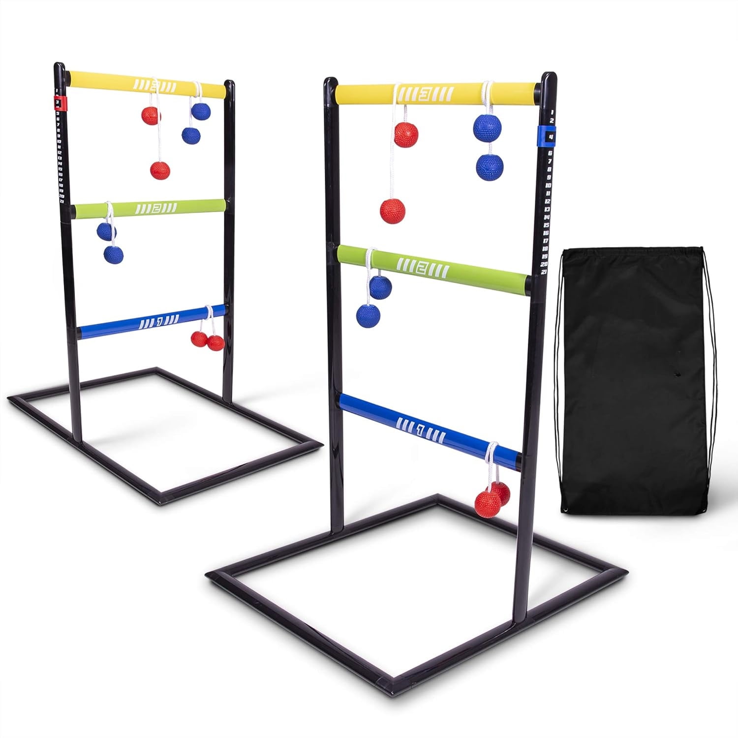 Ladder Toss Indoor & Outdoor Game Set with 6 Soft Rubber Bolo Balls and ...