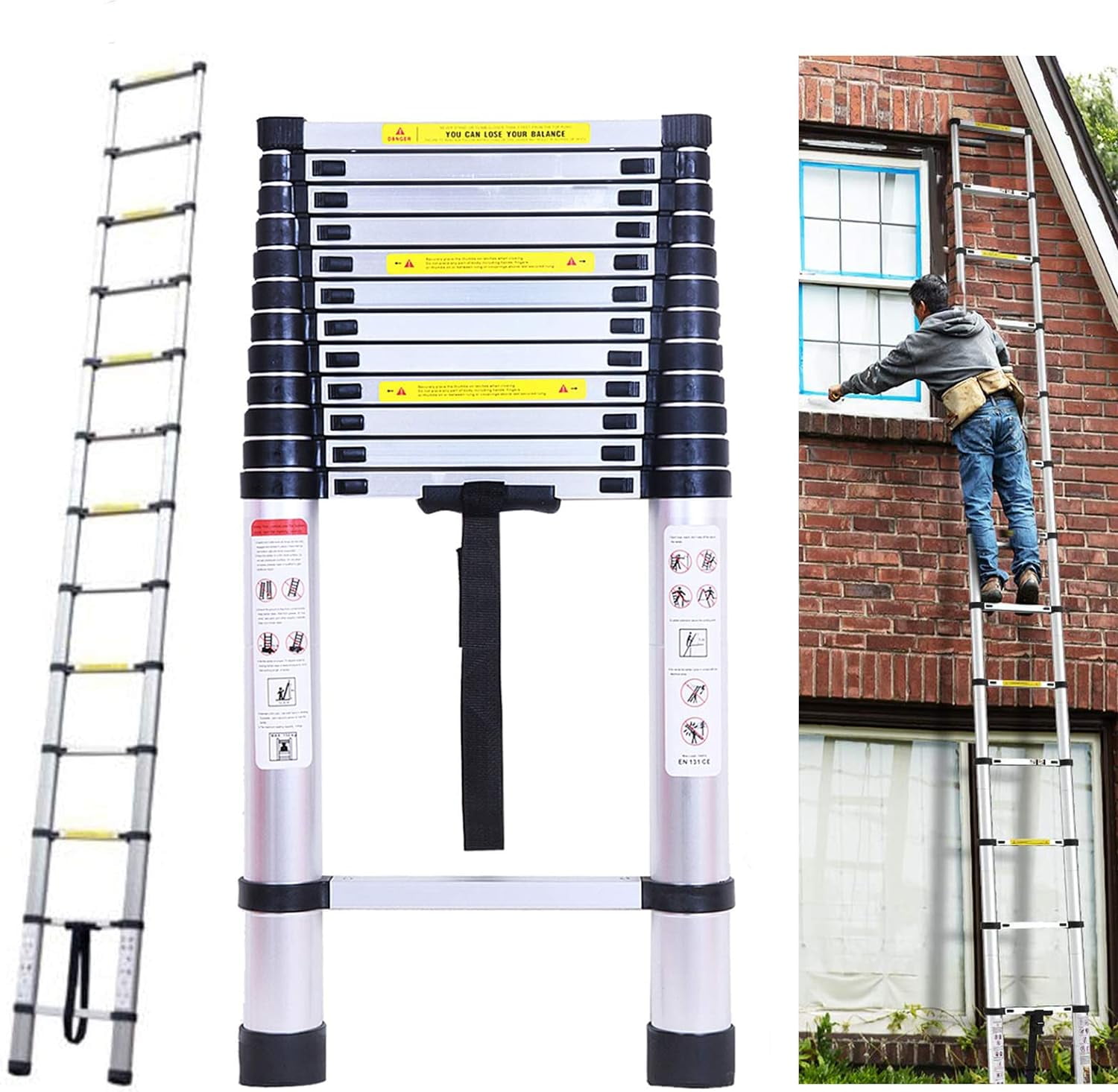 Ladders Extendable Telescopic 16.4FT/ 5M Ladder Heavy-Duty Multi ...