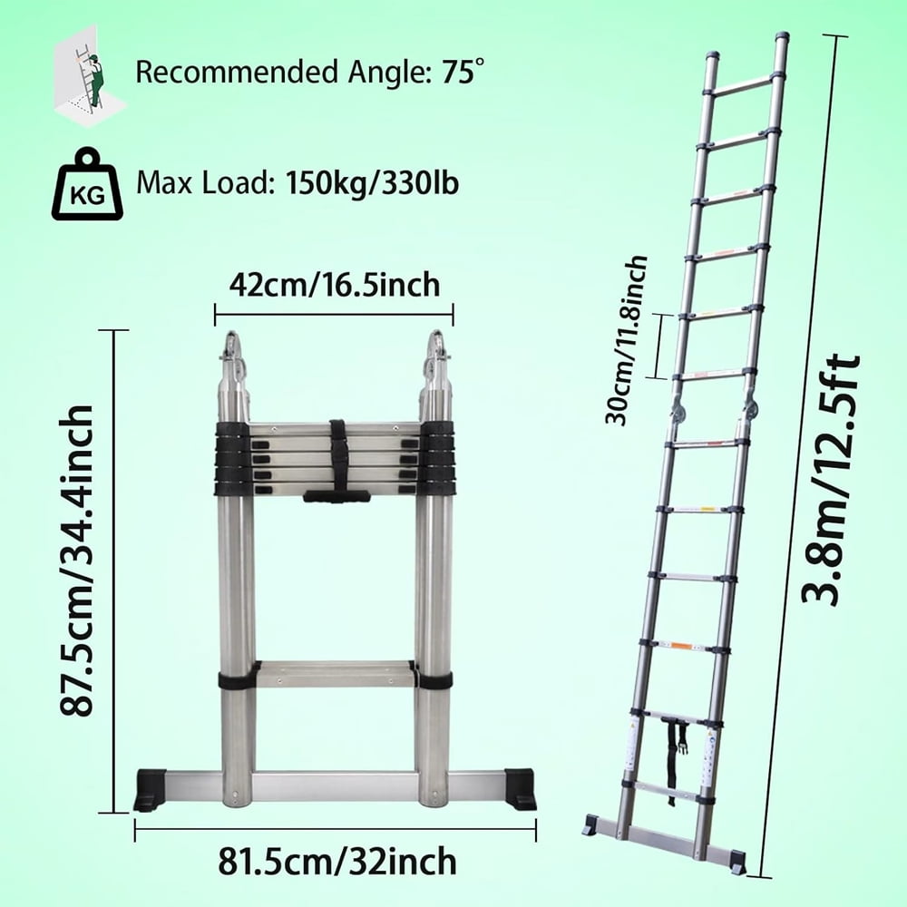 Ladders Extendable Telescopic 2.6M-5M Heavy Duty Multi Purpose Straight ...
