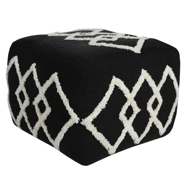 Laddha Home Designs 18" Black and White Overlapping Diamonds Square ...