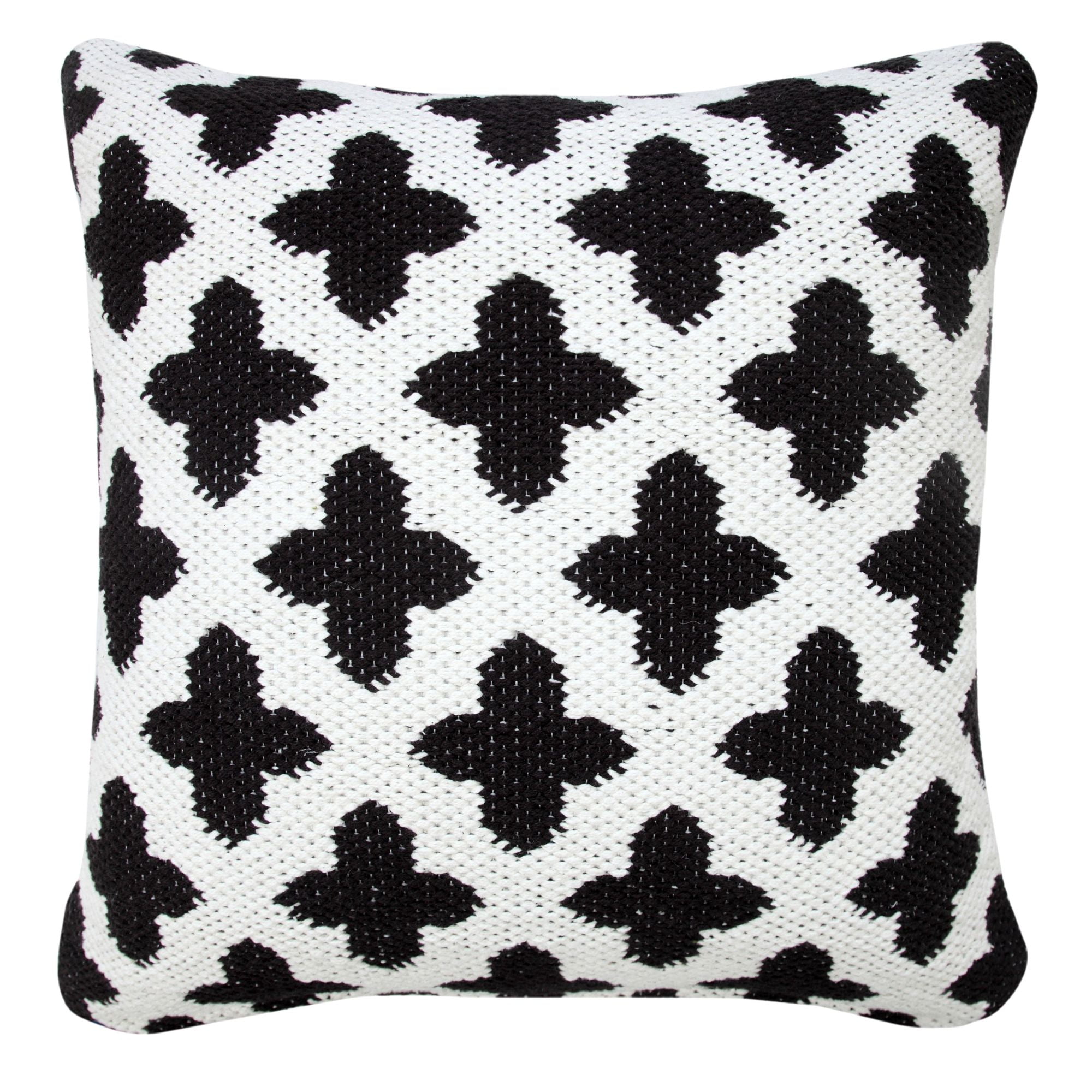 Laddha Home Designs 20" Black and White Swiss Cross Geometric Square ...