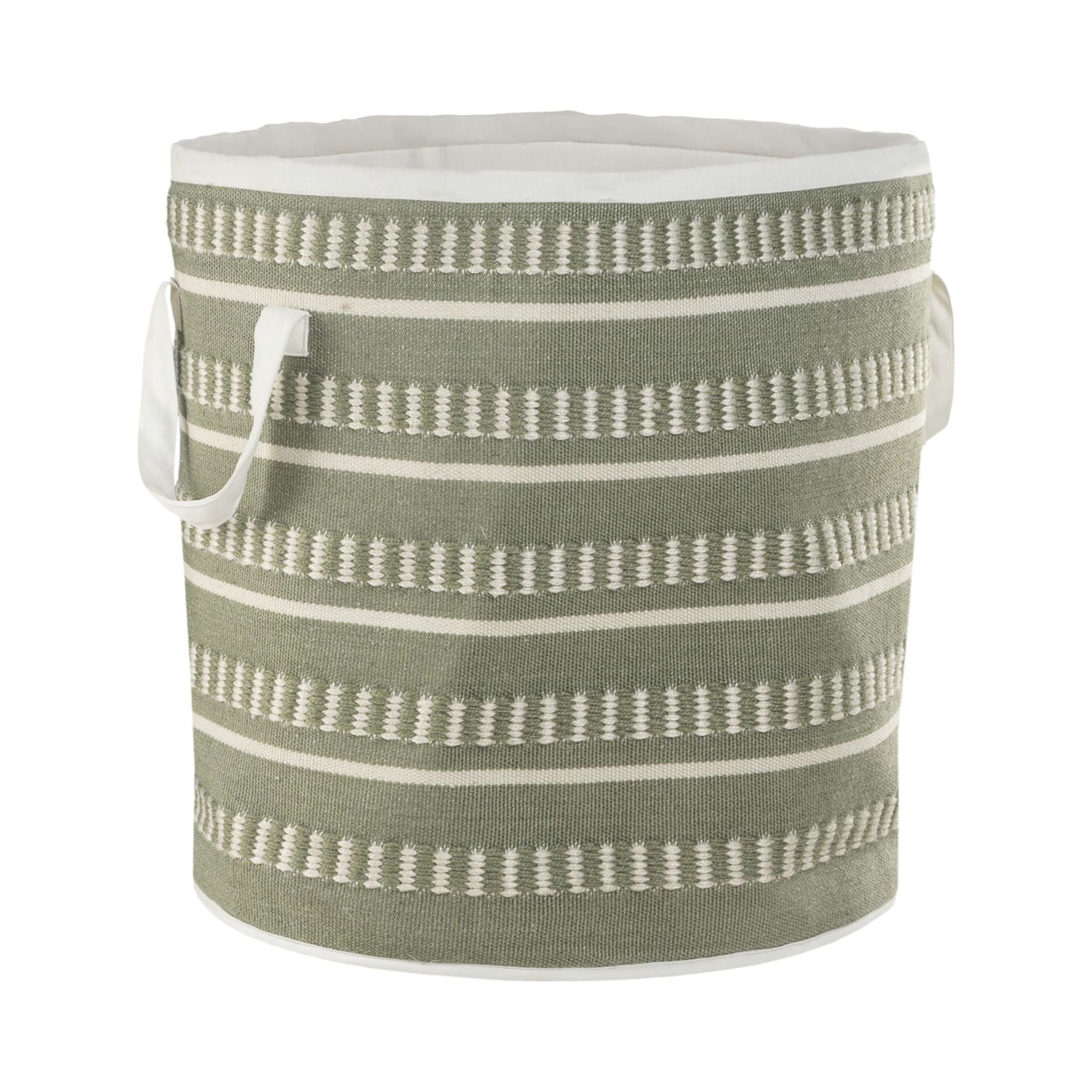Laddha Home Designs 21" Sage Green and White Geometric Handmade Storage ...