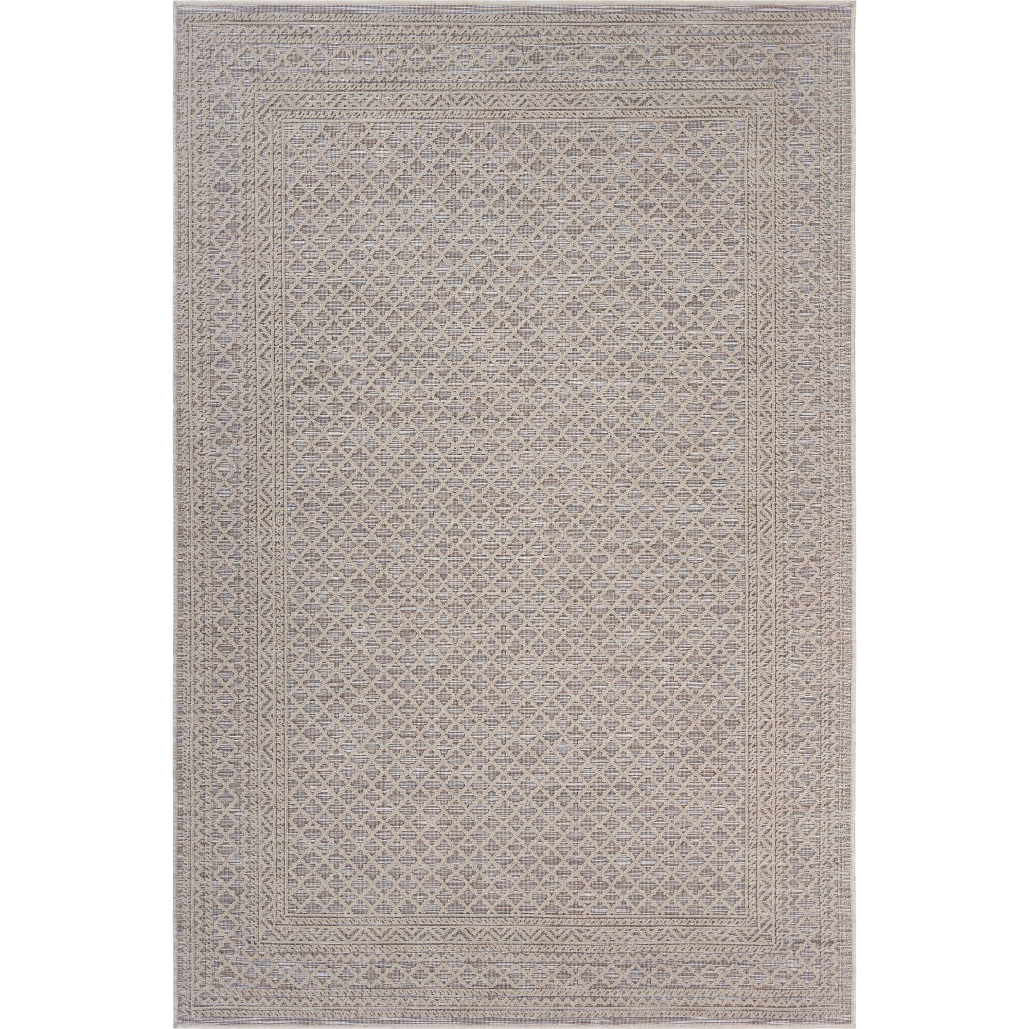Laddha Home Designs 5' x 7' Tan and Brown Trellis Rectangular Outdoor ...