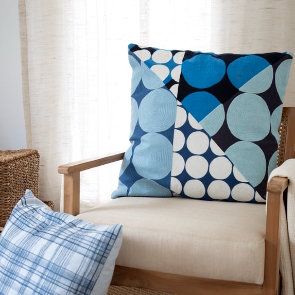 Laddha Home Designs Handwoven Color Block Geometric Square Throw Pillow ...