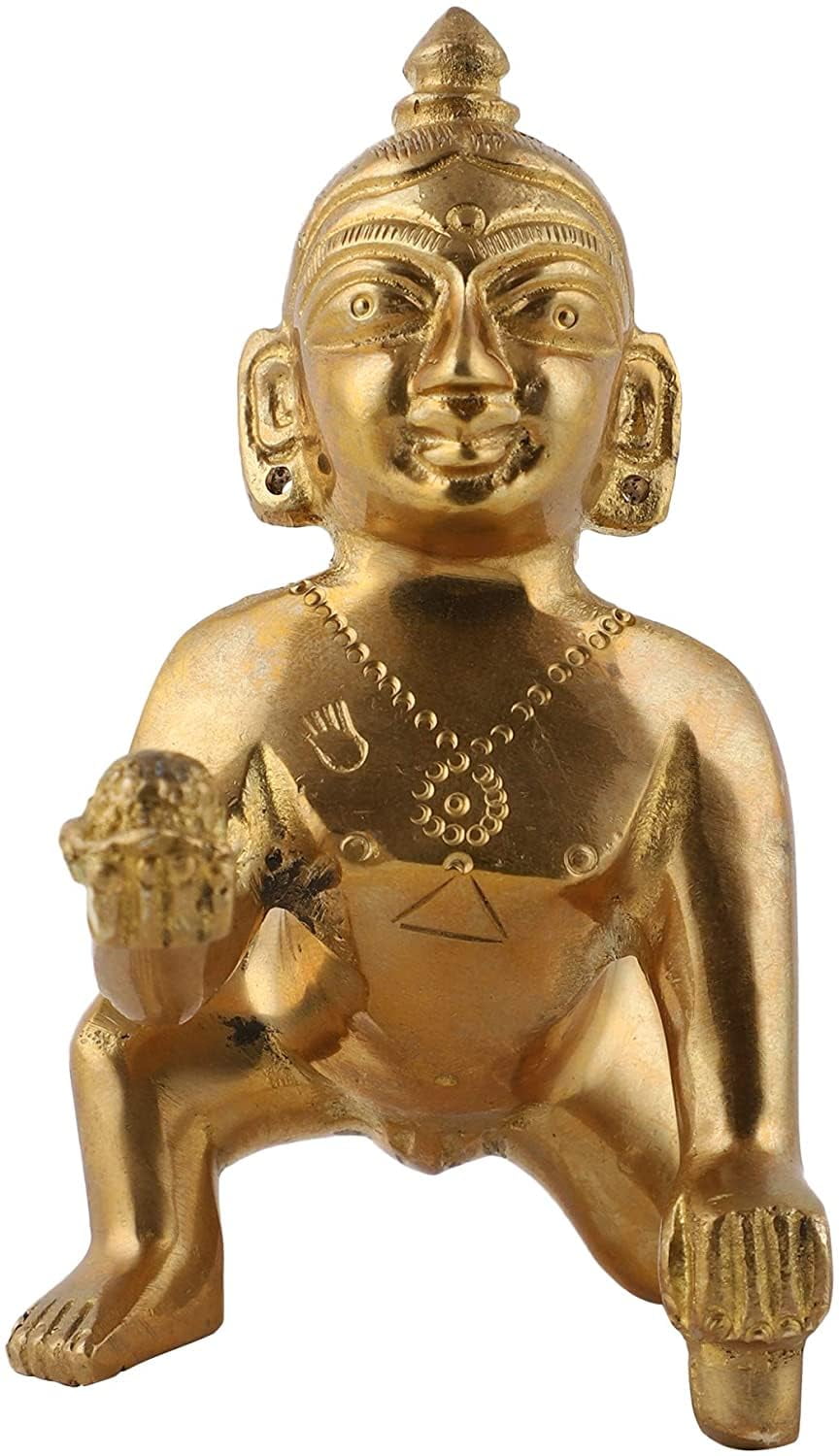 Laddoo Gopal, Baby Krishna Idol, Thakur Ji Murti, Gold, Brass Statue ...