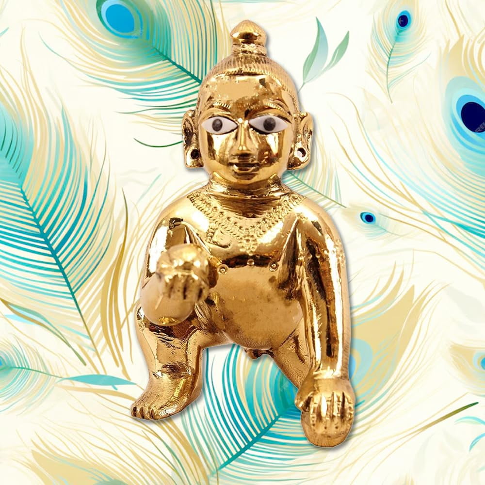 Laddu Gopal God Idol, Lord Krishna, Thakur Ji Murti, Gold, Brass - Size No.1, 2, Baby Krishna ...