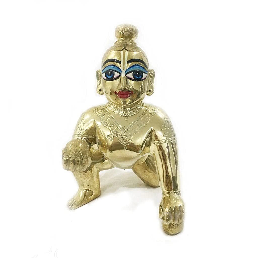 Laddu Gopal God Idol, Lord Krishna, Thakur Ji Murti, Gold, Brass - Size ...