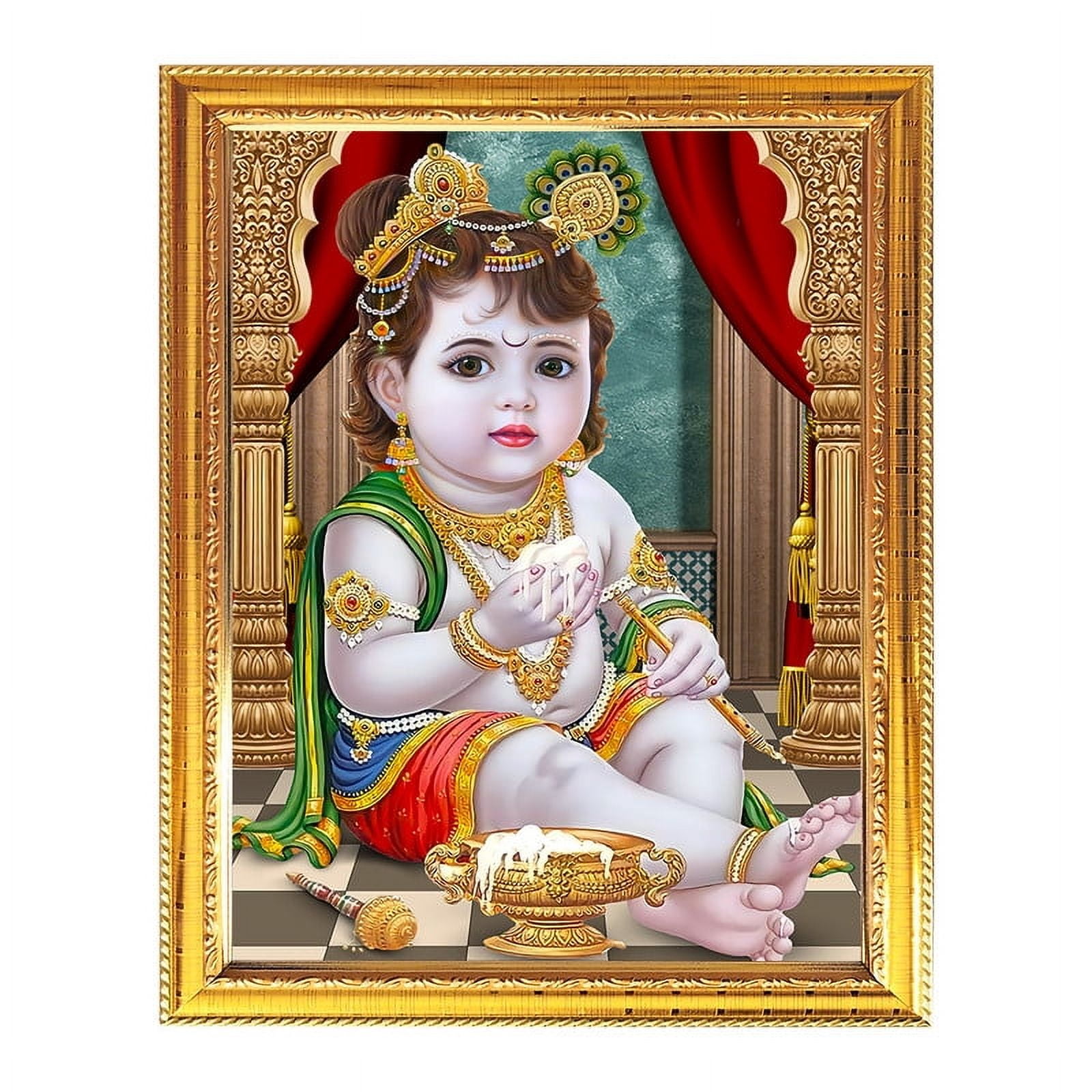 Laddu Gopal God Photo Frames For Pooja Indian Golden Wall Décor ...