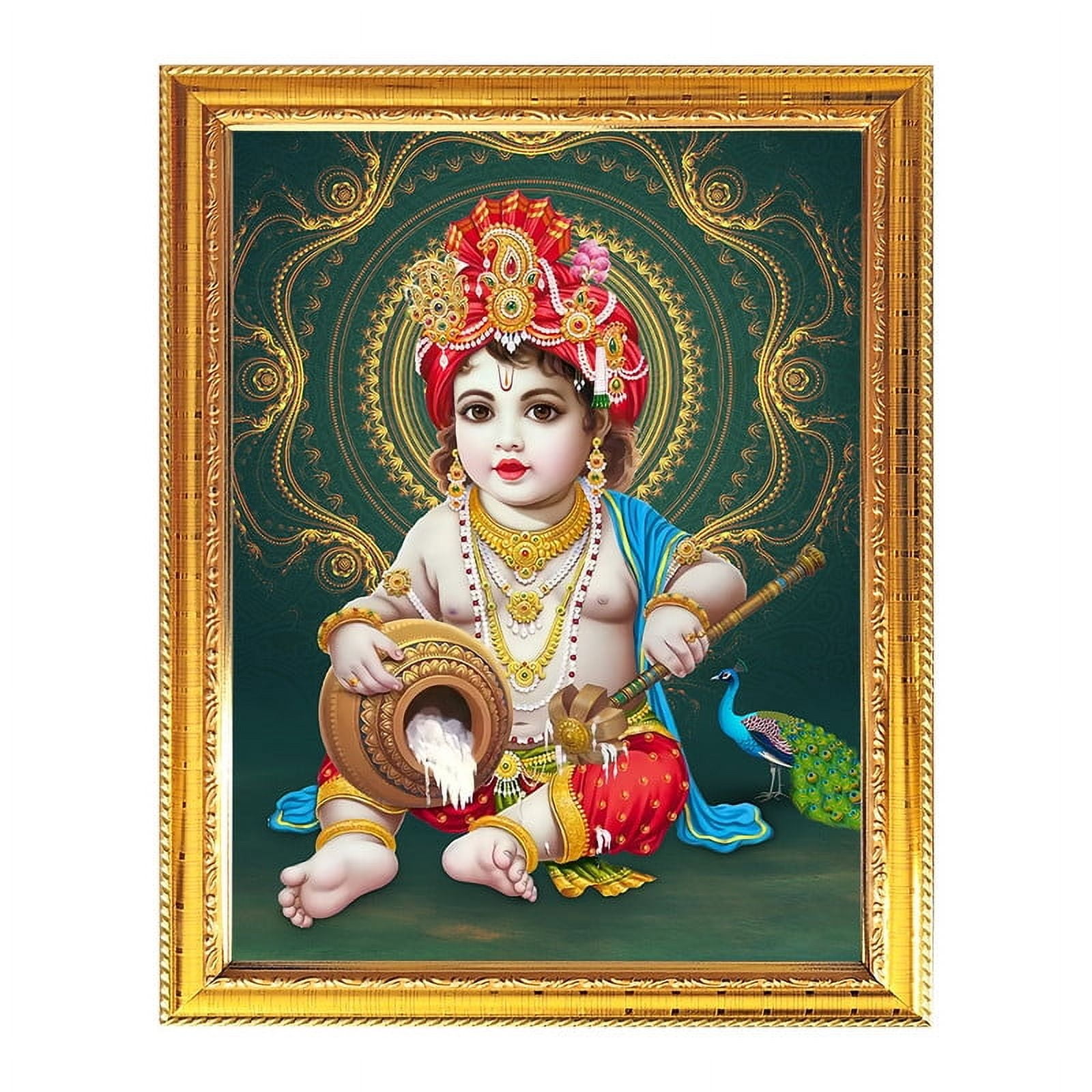 Laddu Gopal Indian God Photo With Golden Frames For Pooja And Wall Gift ...