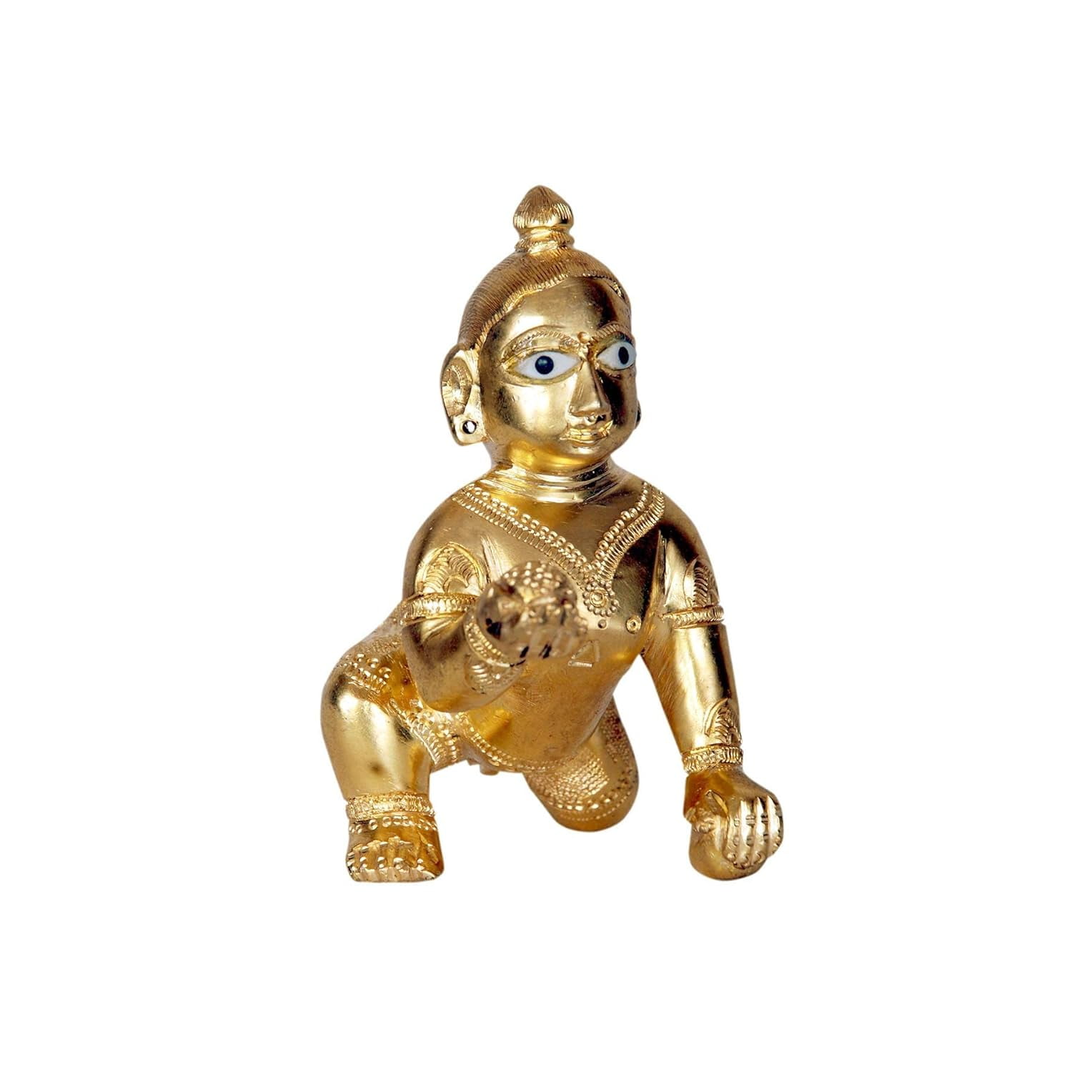 Laddu Gopal Kishan, Thakur Ji Statue, Bal Gopal, Gold, Brass, Baby Krishna Murti, Antique Look ...
