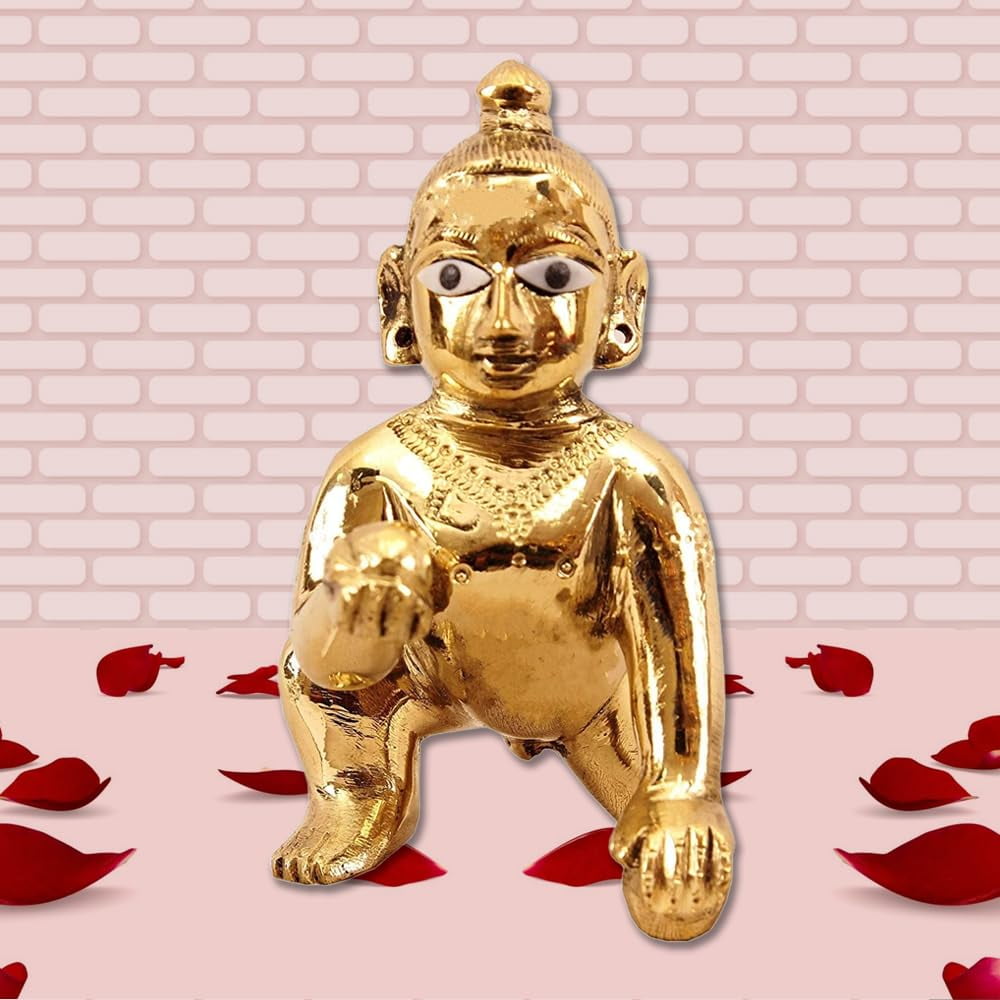 Laddu Gopal Statue, Baby Krishna, Thakur Ji Murti, God Idol, Brass ...