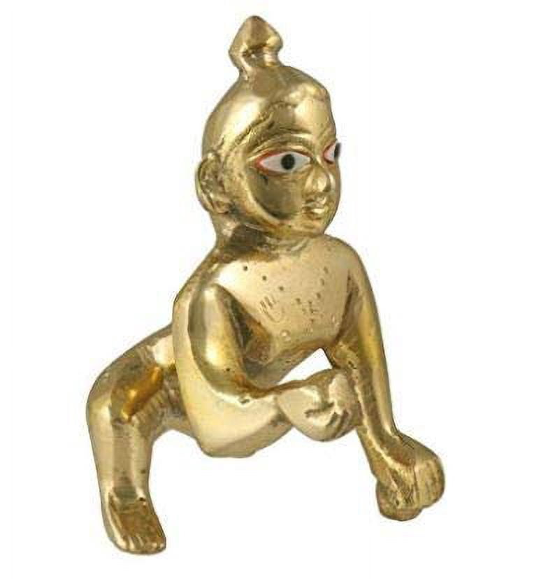 Laddu Gopal Statue, Petal Murti With Dress Combo, Kanha Ji, Golden ...