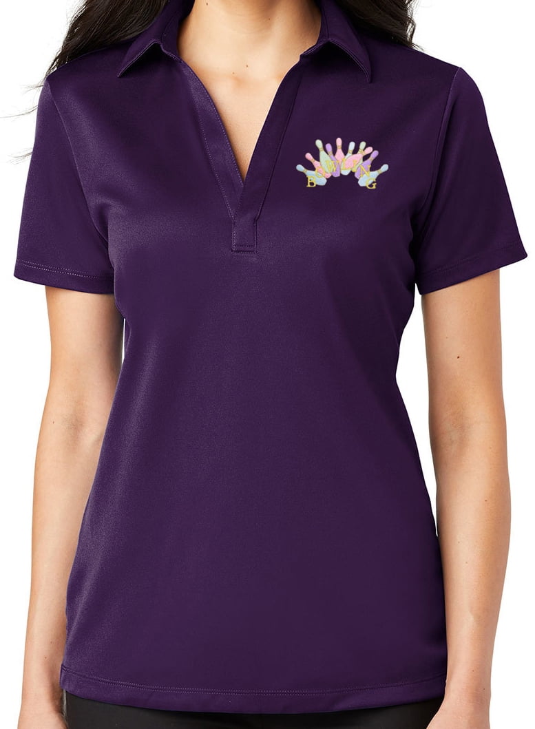Ladie's Bowling Arch No Button Polo Shirt, 2XL Bright Purple - Walmart.com