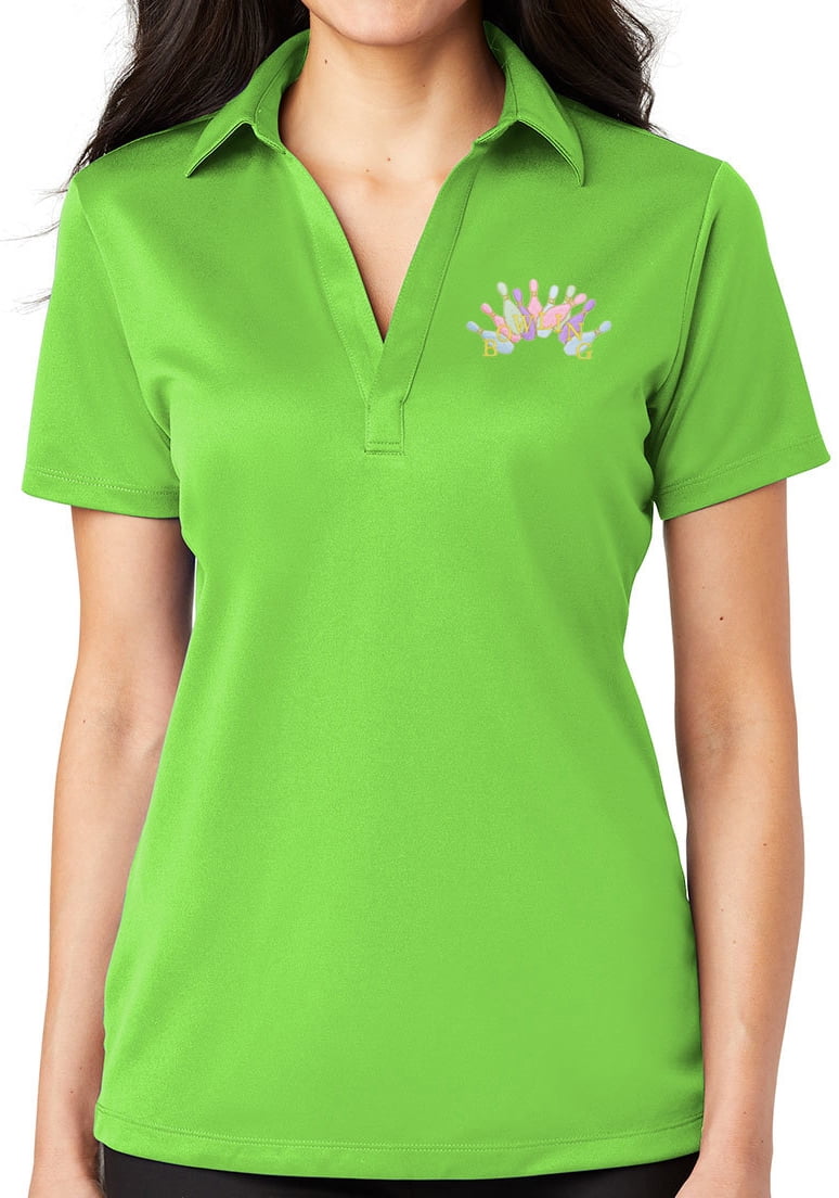 Ladie's Bowling Arch No Button Polo Shirt, 2XL Lime Green - Walmart.com