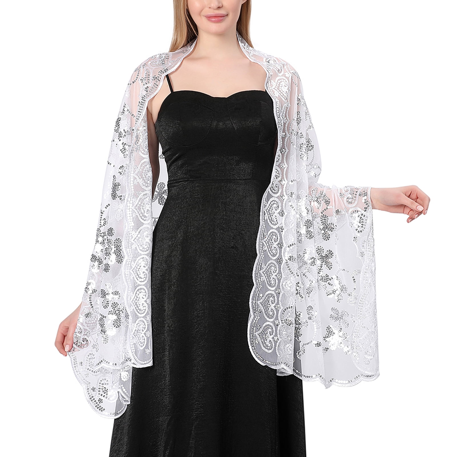 Ladiery Sequin Floral Shawls and Wraps for Evening Dresses,Women ...