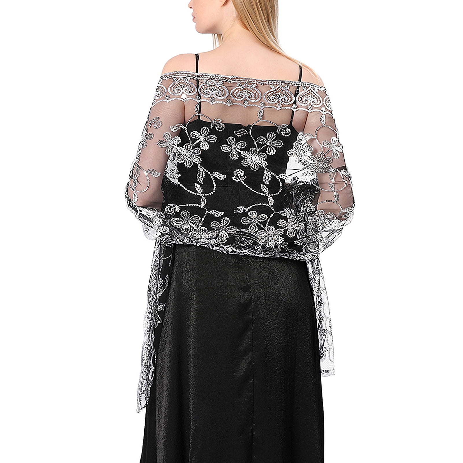 Ladiery Sequin Floral Shawls and Wraps for Evening Dresses,Women ...