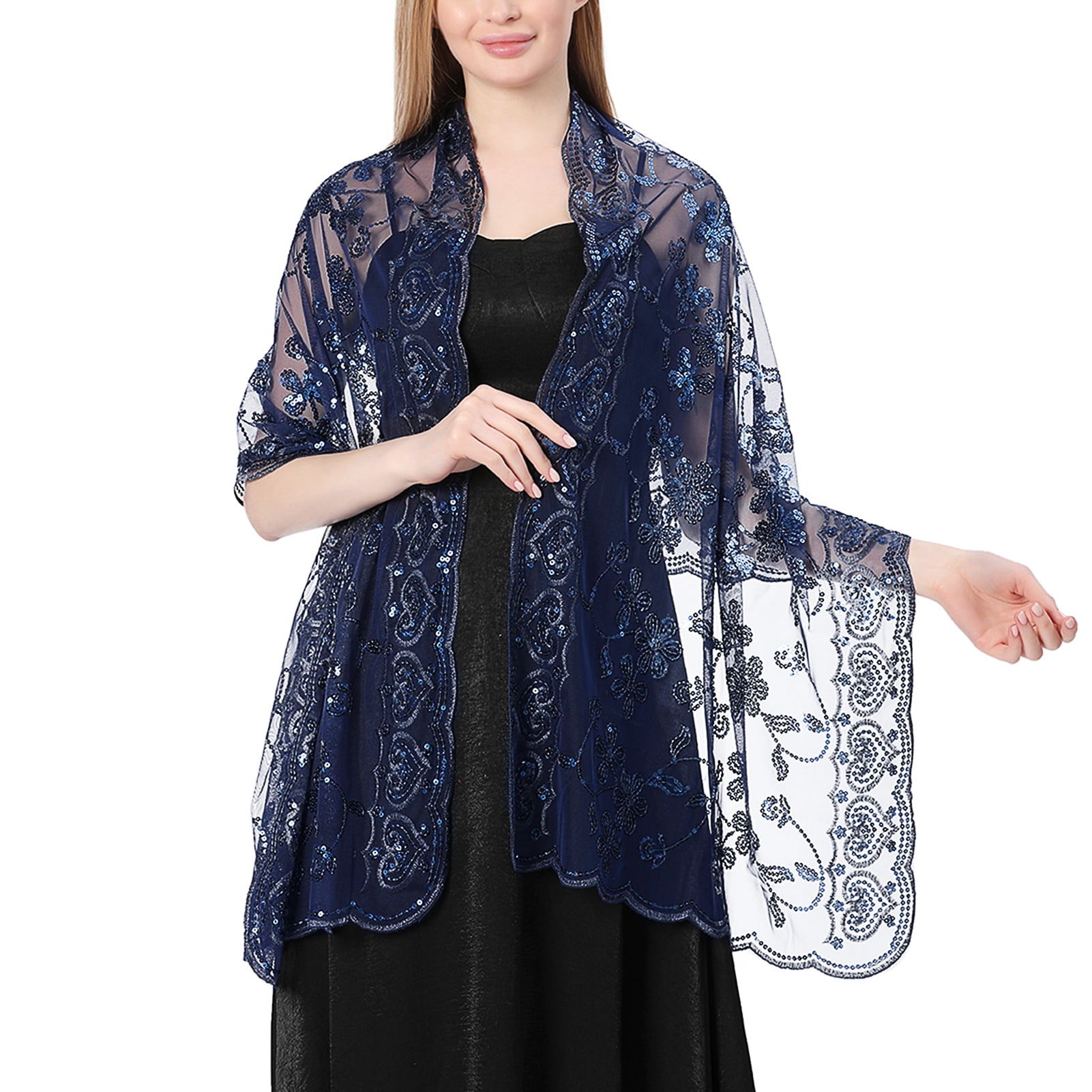 Ladiery Sequin Floral Shawls and Wraps for Evening Dresses,Women ...