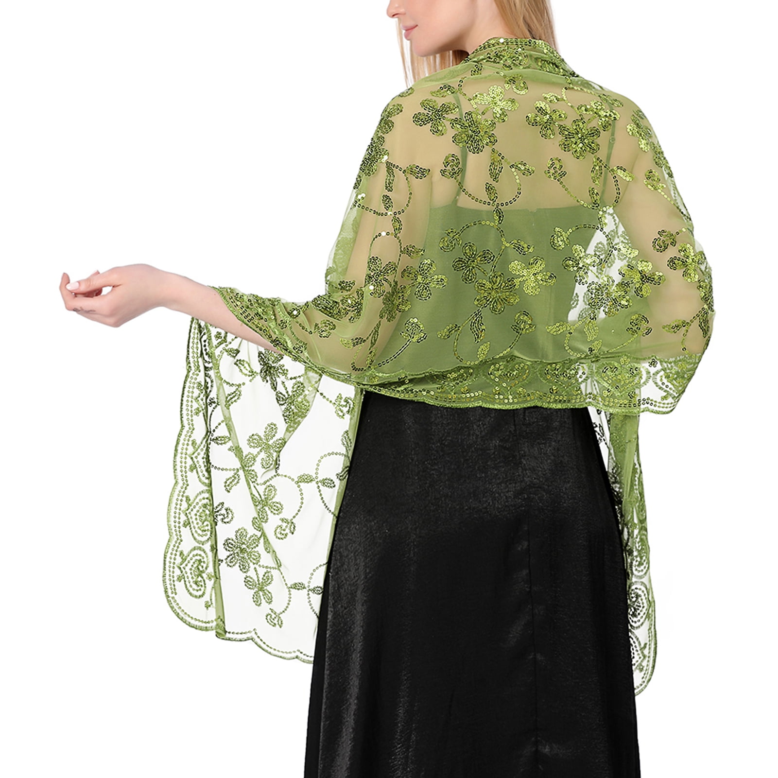 Ladiery Sequin Floral Shawls and Wraps for Evening Dresses,Women ...