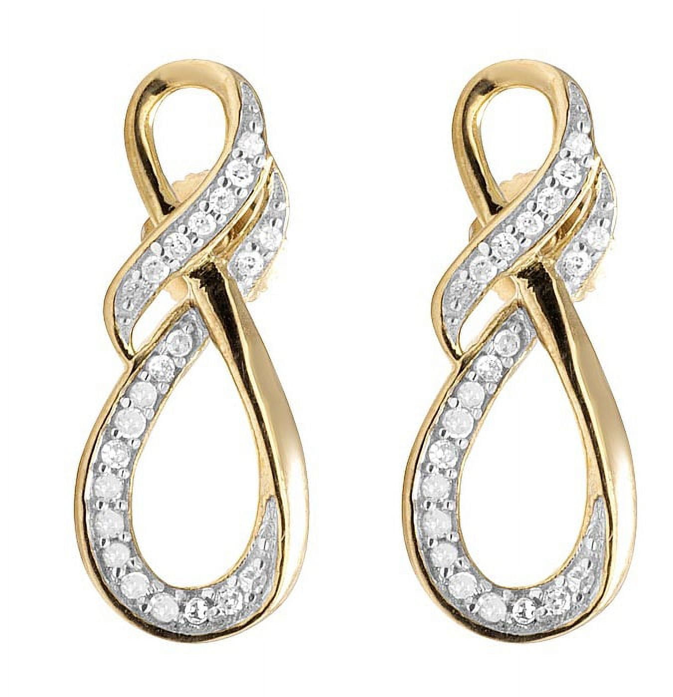 Ladies 10K Yellow Gold Real Diamond Infinity Dangle Earring .25 ct ...