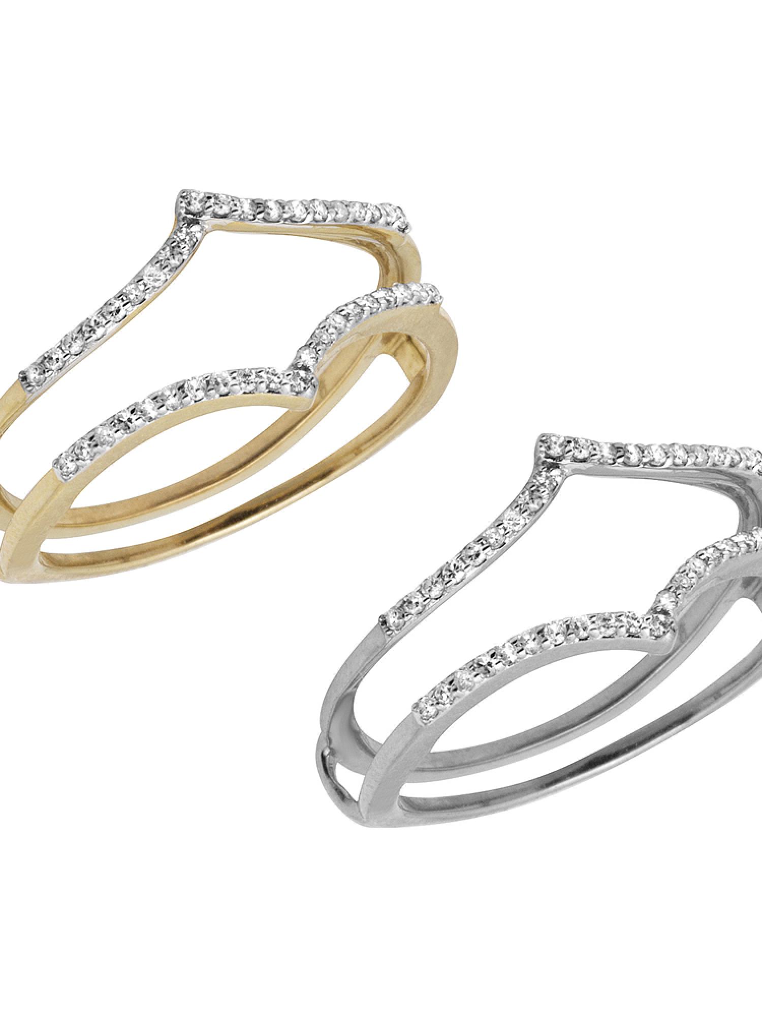 Ladies 10K Yellow/ White Gold Chevron Enhancer Real Diamond Ring .15ct ...