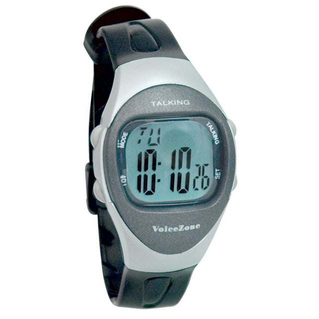 Ladies 4-Alarm Talking Watch - Black - Silver - Walmart.com
