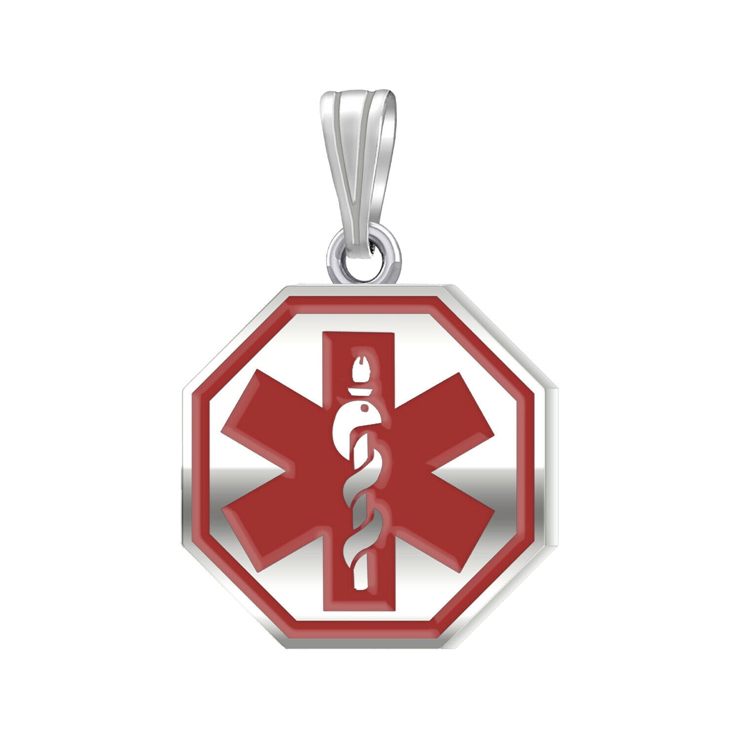 Ladies 925 Sterling Silver Octagon Medical Pendant, 3/4 inch - Walmart.com