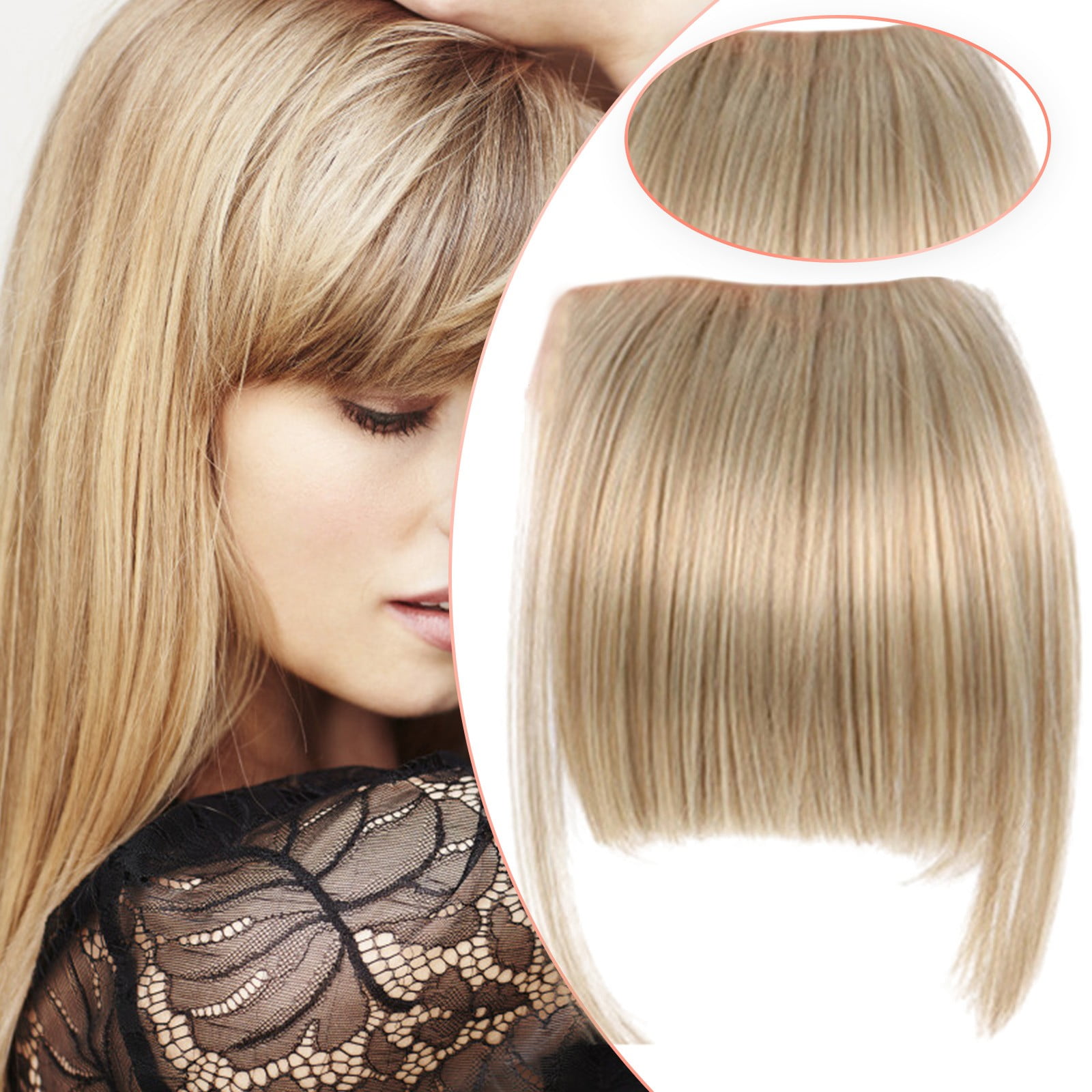 Ladies Bangs Wig Front Fringe Head Clipped in The Human Hair Extension ...