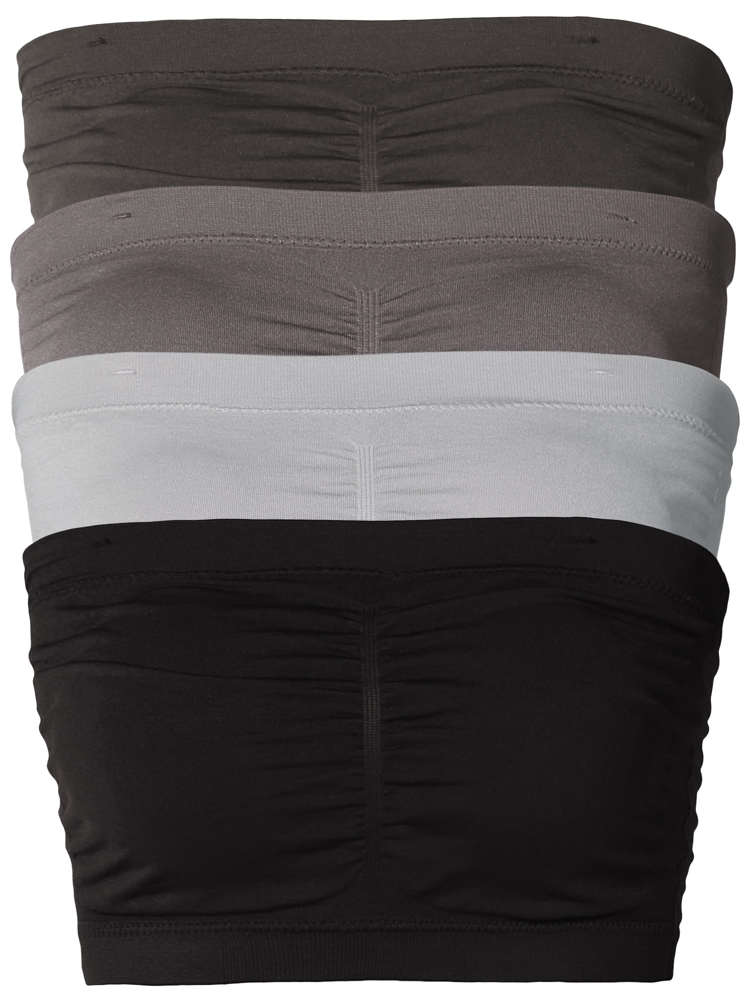 Ladies Basic 7" Seamless Padded Tube Top Sports & Fitness Bra Bandeau ...