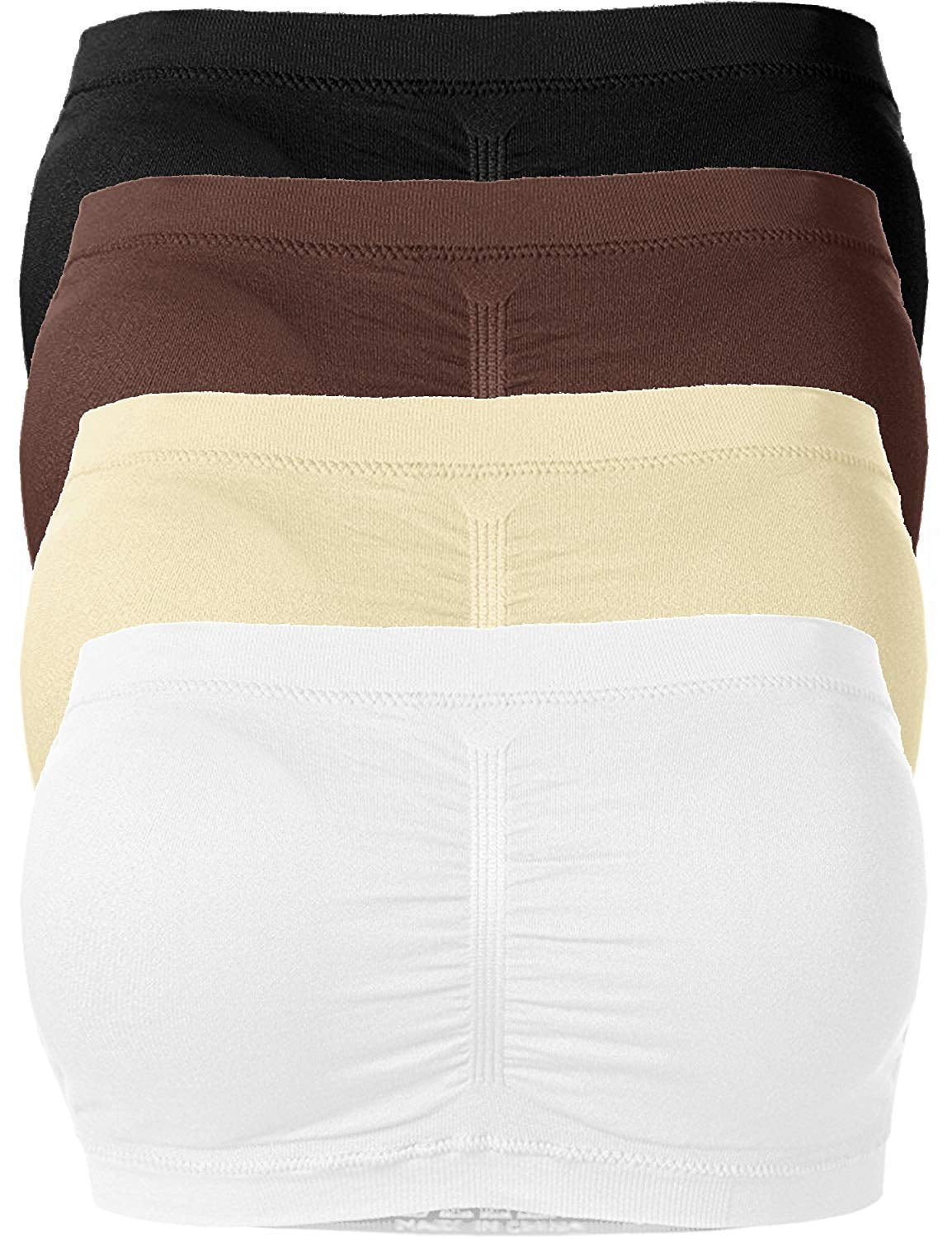 Ladies Basic 7" Seamless Padded Tube Top Sports & Fitness Bra Bandeau ...