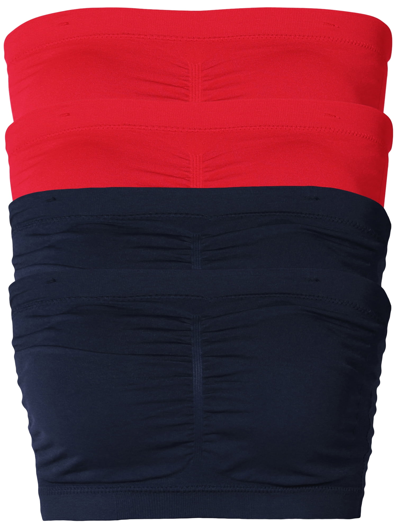 Ladies Basic 7" Seamless Padded Tube Top Sports & Fitness Bra Bandeau ...