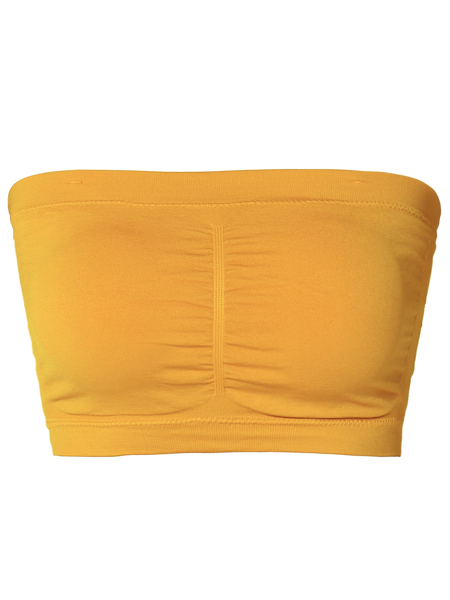 Ladies Basic 7" Seamless Padded Tube Top Sports & Fitness Bra Bandeau ...