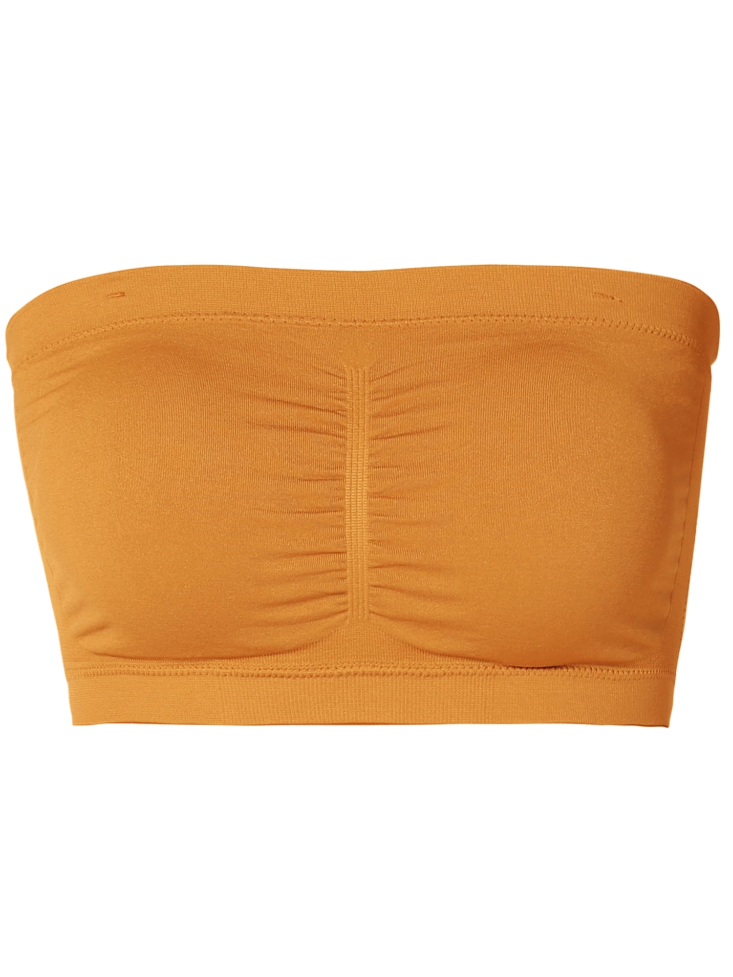 Ladies Basic 7" Seamless Padded Tube Top Sports & Fitness Bra Bandeau ...