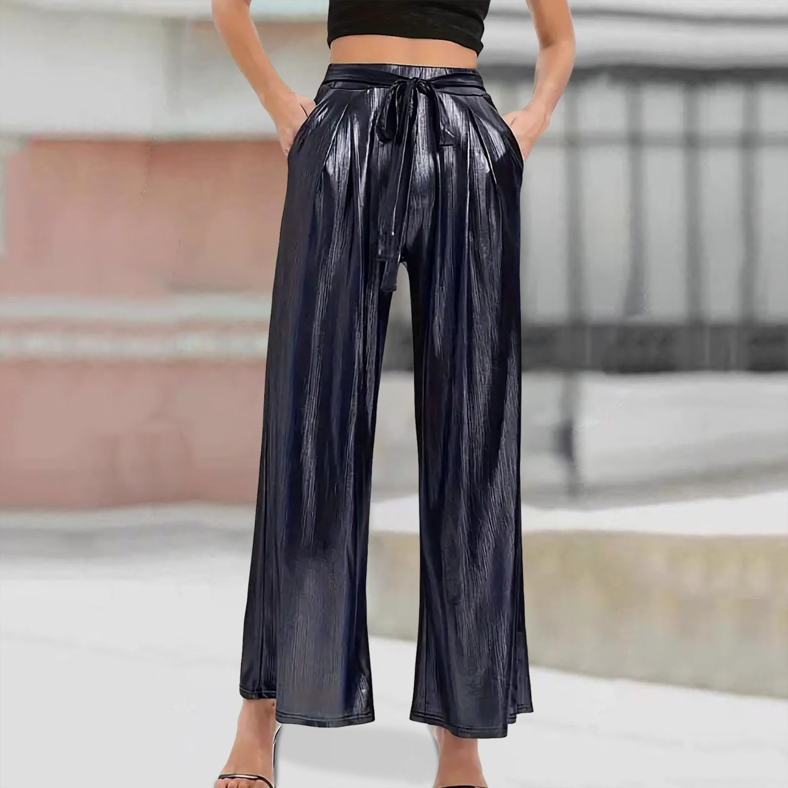 Ladies Beauty Strip Hot Stamping Sexy Nightclub Wide Leg Pants Casual ...
