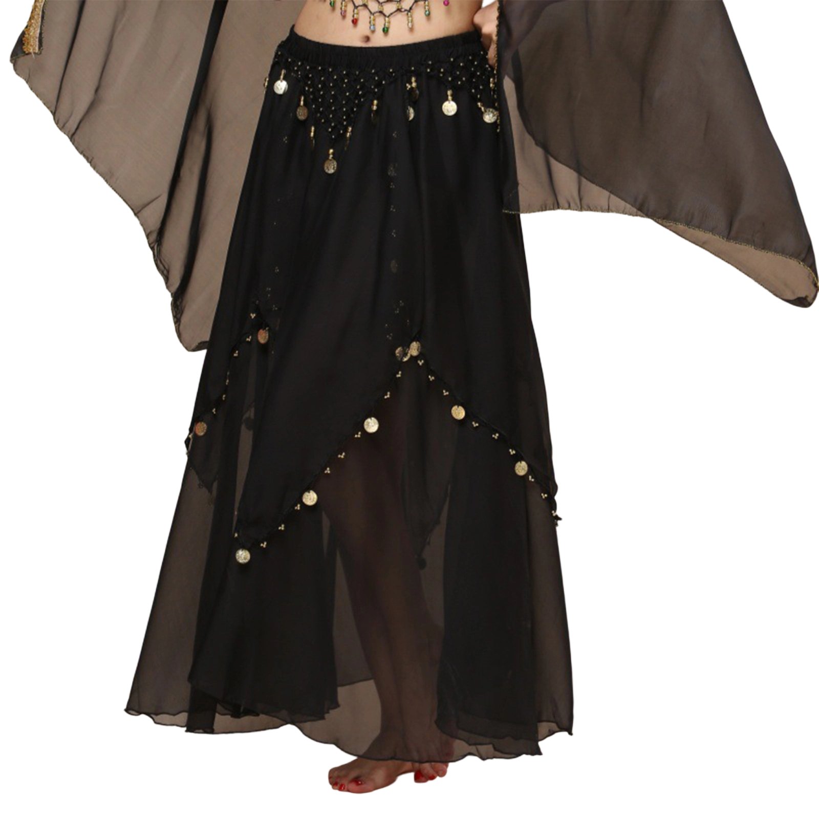 Ladies' Belly Dance Skirt Hanging Coin Skirt Chiffon Big Swing Skirt ...