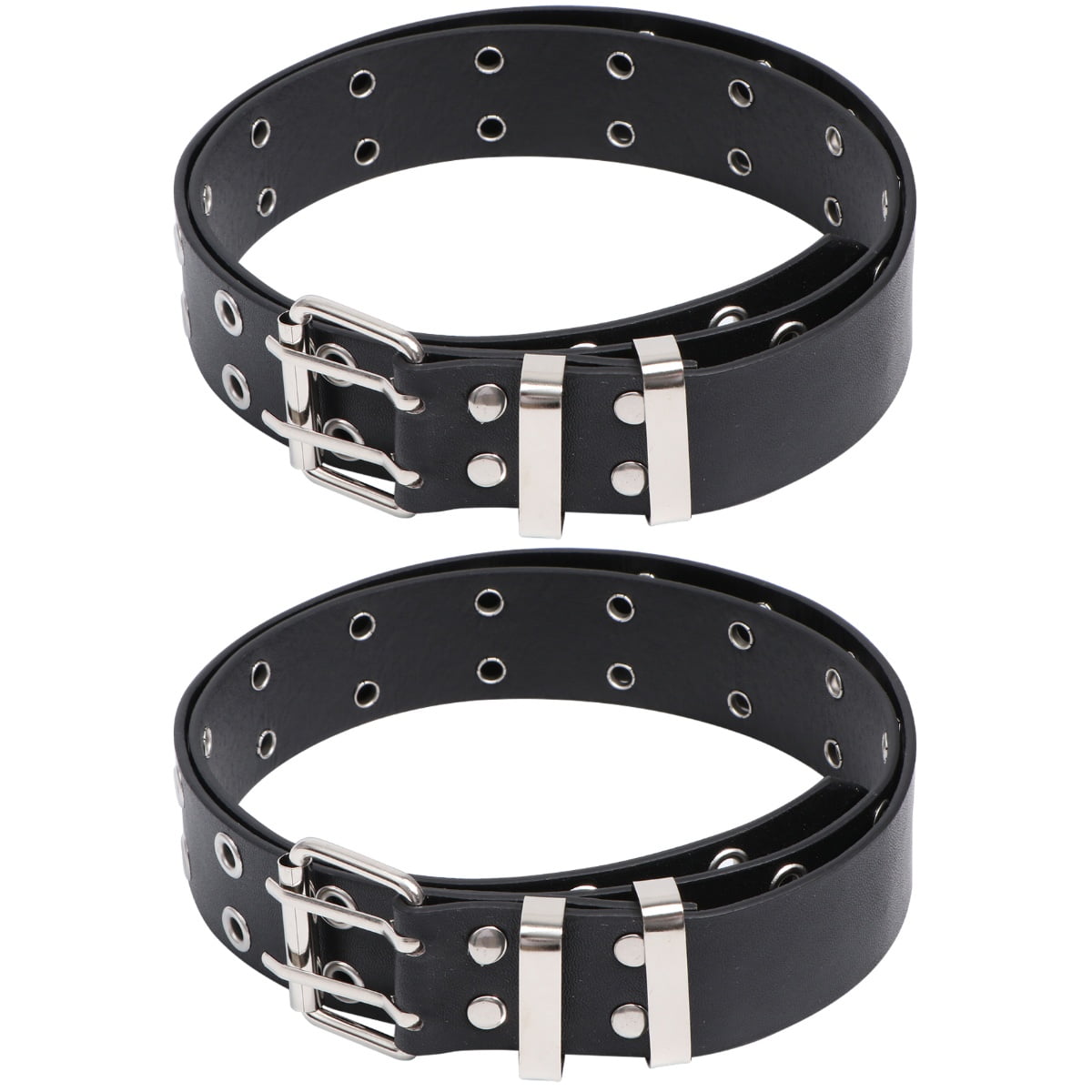 Ladies Belt Vaquera Belts for Women Simple Punk Buckle Double Row Miss ...
