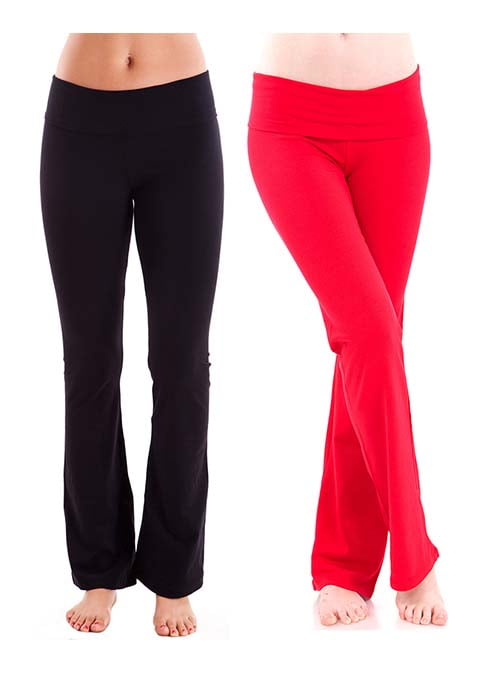 Ladies Black Red Solid Yoga Pants 2 Pieces Pack - Walmart.com
